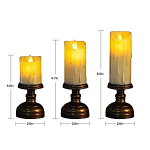 Candles Battery Operated Flickering Flameless Candles Realistic,Led Decor LED Candles,Candles Battery Operated Candles Electric Fake Candles,Set of 3,D: 3" x H: 6" 7" 8"