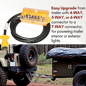 MECMO 7 Way Plug Inline Trailer Cord 8Ft w/ 7 Gang Junction Box, UL ...