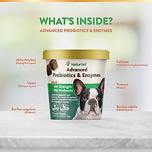 NaturVet – Advanced Probiotics & Enzymes – Supports and Balances Pets with Sensitive Stomachs – 240 ct & All-in-One Dog Supplement - for Joint Support, Digestion, Skin, Coat Care – 240 Soft Chews