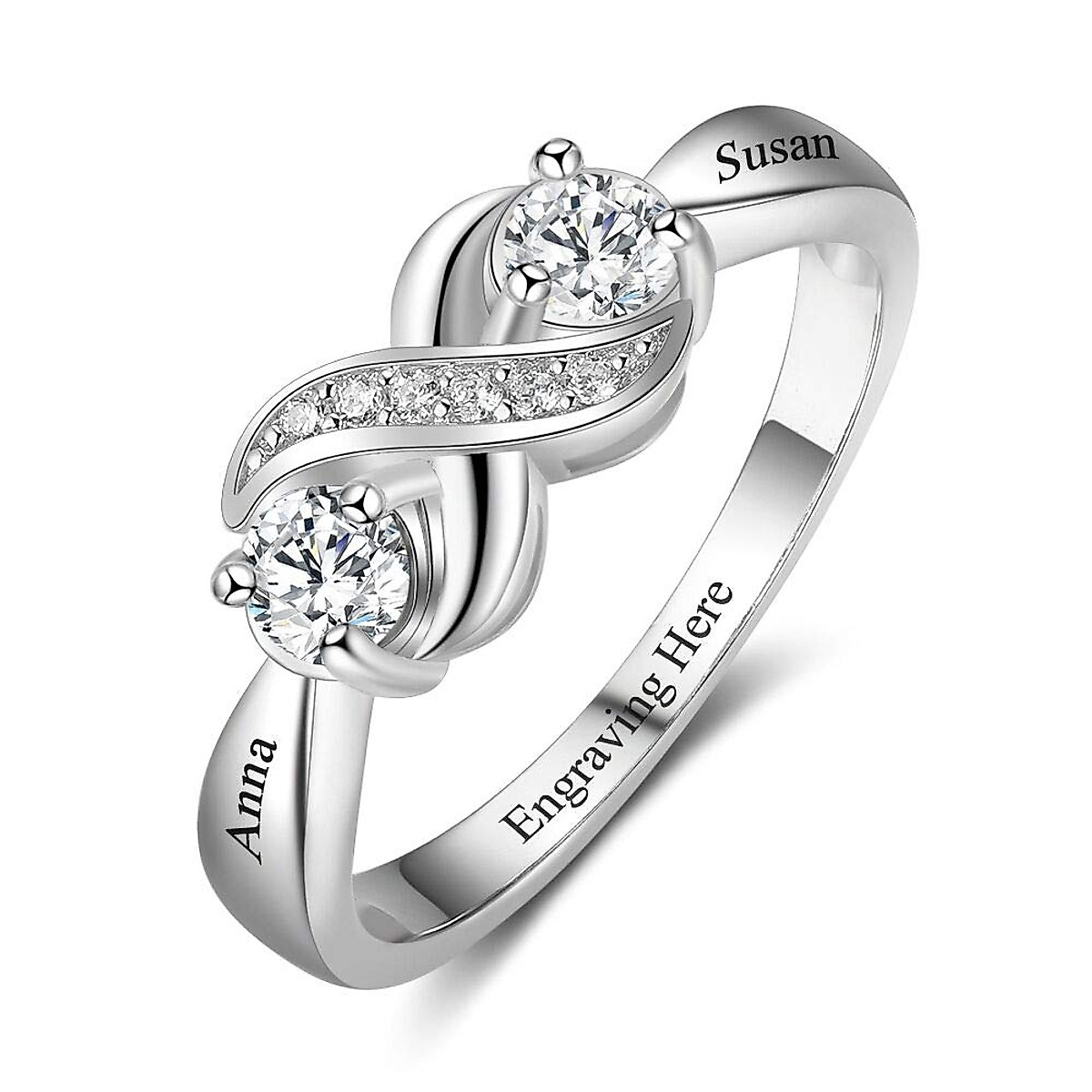 Tian Zhi Jiao Personalized Infinity Engagement Promise Rings for Her Custom 2 Simulated Birthstone Mothers Rings Engraved 2 Names Jewelry for Women (8)