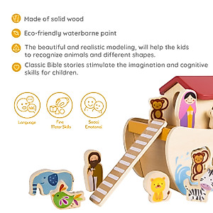 Classic World Noah's Ark Shape Sorter Premium Wooden Toy for Kids Wooden Noahs Ark Toy