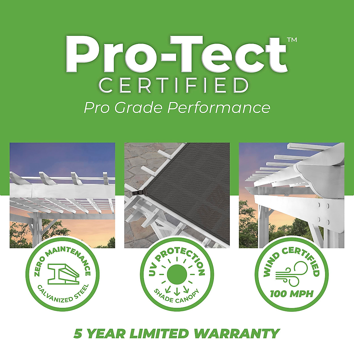 Backyard Discovery 16x12 ft Hawthorne White Galvanized Steel Pergola w/Soft Sail Shade, Spacious, Rust Resistant, UV Protection, Resist Winds Up to 100 MPH, Durable, Powerport USB & Electrical Outlet