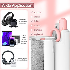 Laptop Screen Keyboard Earbud Cleaner Kit，Electronics Cleaning Tool for MacBook iPad iPhone Pro Cell Phone,airpod Cleaner kit,Computer Cleaning Tool Kit(Pink)