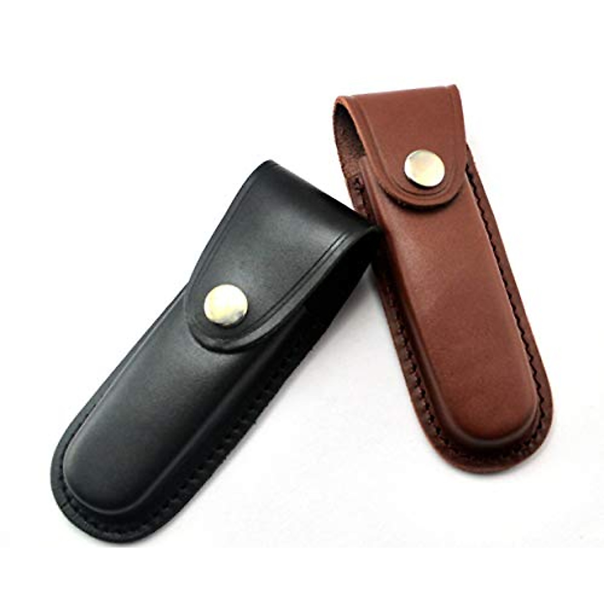 Aibote Folding Blade Knife Sheath Hunting Holster Carrying Leather Holder Sheaths Scabbard Pouch Bag for Swiss Army Knife Tactical Foldable Knives (Brown)