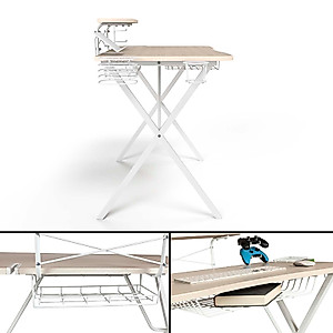 DUNTRKDU Desk Computer Desk 40"x 23.5" Home Office Desk Extra Large Modern Ergonomic Black Table Gamer Workstation with Cup Holder Headphone Hook (White)