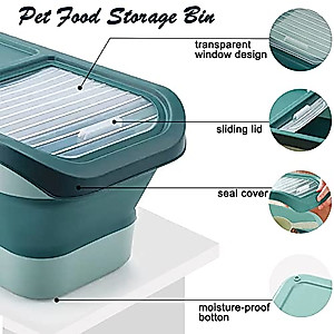 LKSTK 13 LB Collapsible Dog Food Storage Container, Folding Pet Food Container with Lids, Airtight Cat Food Containers with Measuring Cup and Scoop, Kitchen Rice Storage for Pet Food, Cereal