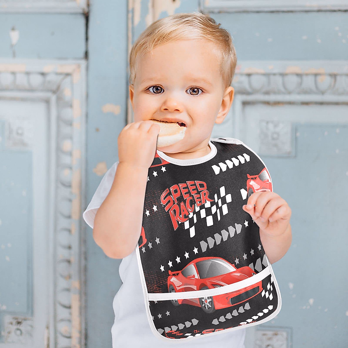 Emelivor Cartoon Cars Arrow Baby Bibs for Baby Boy Girl Feeding Bibs Waterproof Toddler Bibs for Eating Boys Feeding Girls Toddlers 1-3 Years, 2 Pack