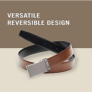 Perry Ellis Men's Portfolio Patterned Plaque Reversible Belt, 100% Leather (Sizes 30-44 Inches), Blk20, 34