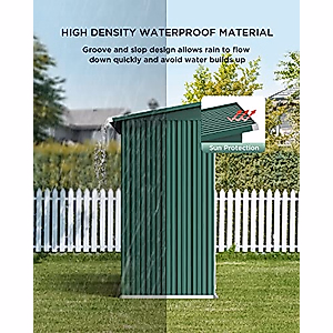 Bealife 5' x 3' Outdoor Storage Shed Clearance, Metal Outdoor Storage Cabinet with Single Lockable Door, Waterproof Tool Shed, Backyard Shed for Garden, Patio and Lawn(Green)