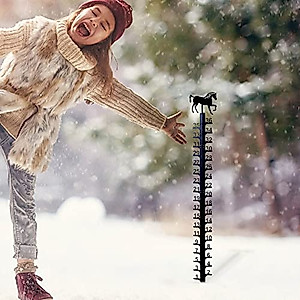 Snow Gauge Outdoor, 36 inch Snow-Fall Measuring Gauge, Iron Art Snow Meter Ruler with Number, Decorative Snow Rain Depth Measuring Metal Stake for Outdoor Garden Yard (Horse)