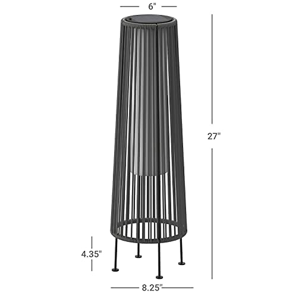 Grand patio Outdoor Solar Floor Lamp Resin Wicker Solar Light Outdoor Waterproof for Yard, Garden, Pathway, Deck, Gordes 2 Pack, Grey
