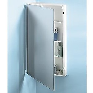 Jensen 867P30WH Corner Medicine Cabinet with Beveled Mirror, 16-Inch by 30-Inch