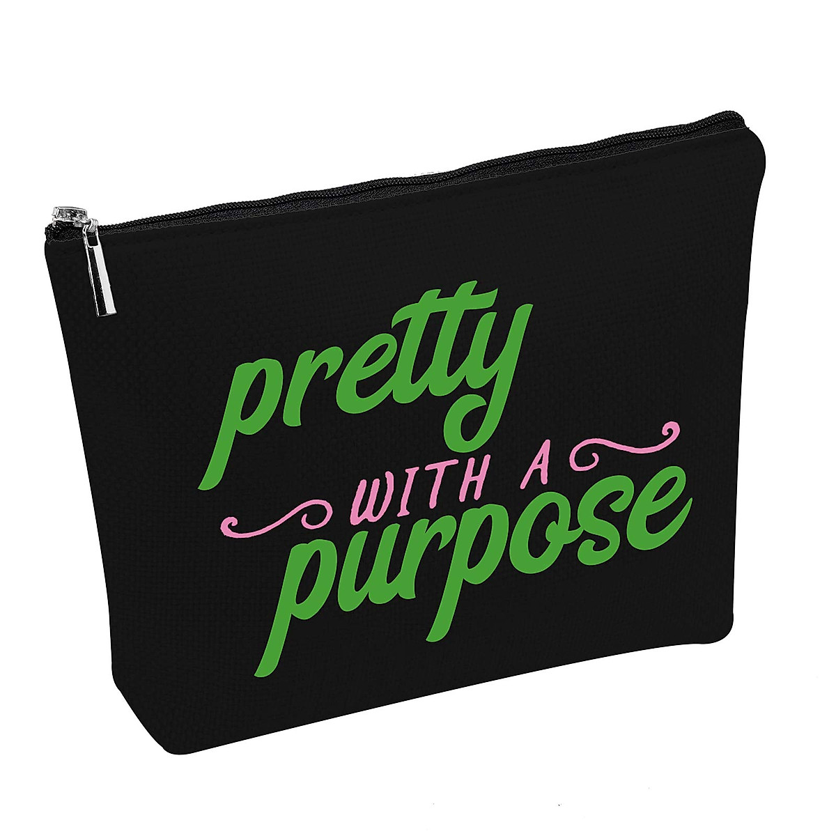 Pink and Green Pretty with a Purpose Pouch Make Up Bag Graduation Gift For Sorority Sister (Pretty with a Purpose)