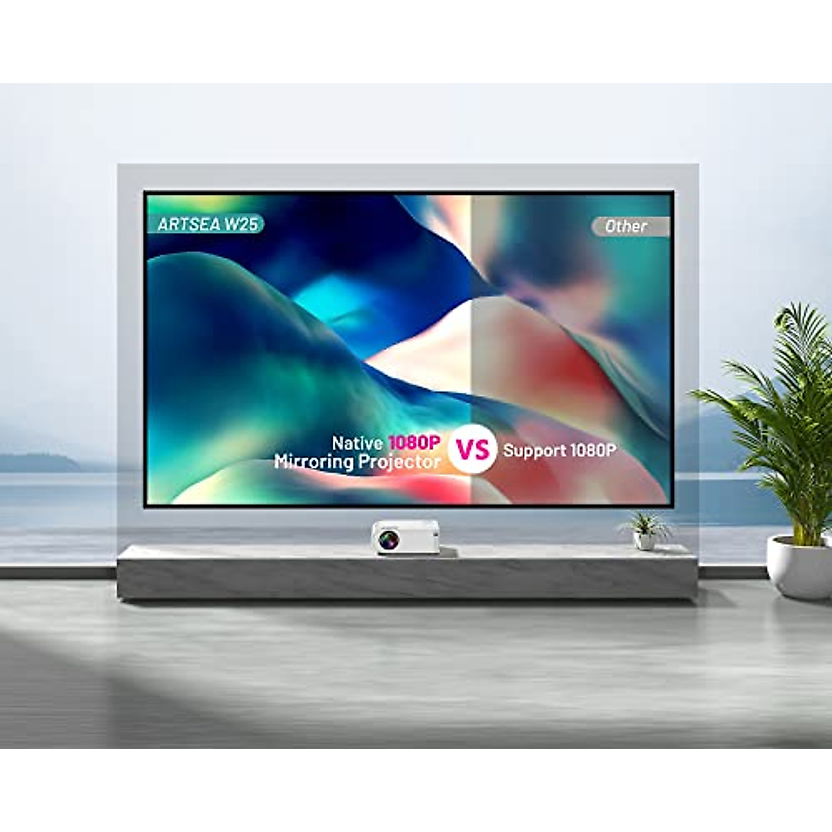 Projector for iPhone, ARTSEA 15000L 4K HD Projector Native 1080P 5G WiFi 2023 Upgrade Indoor Outdoor Video Projector with 100Inch Projection Screen, Movie Home Projector for TV Stick/PS4/Android/iOS