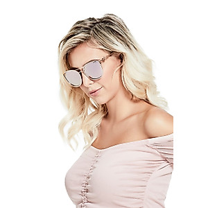 GUESS Womens GF6053 Shiny Rose Gold/Blush/Pink Mirror Lens One Size