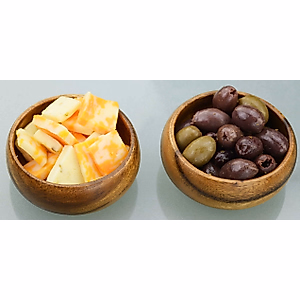 PACIFIC MERCHANTS Acacia Wood Round Nut & Dipping Bowl, 4" x 1.5", Set of 4 Sustainable eco-friendly Acaciaware Bowls