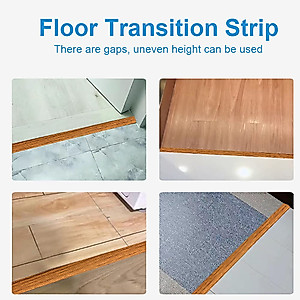 Floor Transition Strip Self Adhesive Laminate Floor Strip Threshold Seam Cover Strip Vinyl Door Floor Trim Elegant Wood Grain Design (Brown Wood Grain, 2"/6.6 FT)