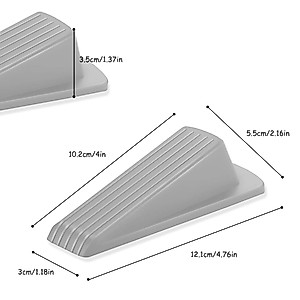 Door Stoppers, SENHAI 4Pcs Door Stop Wedge Rubber Doorstopper Wedge Door Non-Scratching Anti-Slip Design Sturdy Stackable Door Stoppers for Bottom of Door Carpet Heavy Duty Door (2 Black,2 Gray)