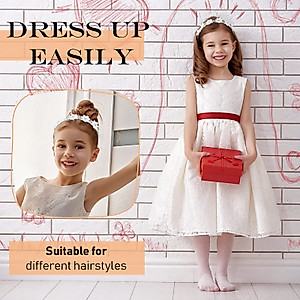 Syhood 2 Pieces Girl Elegant Headband Flower Headpiece White Flower Headband with Ribbon and Rhinestones Cute Bridal Wedding headband for Girl Party Hair Accessories