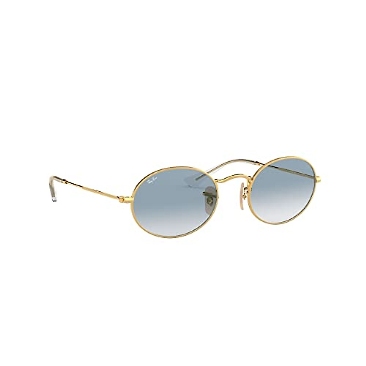 Ray-Ban RB3547N Oval Flat Lens Sunglasses, Gold/Clear Gradient Blue, 51 mm
