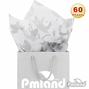 PMLAND Premium Quality Gift Wrap Printed Tissue Paper - Gray Shark Patterned - 15 Inches X 20 Inches 60 Sheets