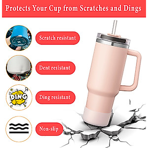 2PCS Silicone Boot for Stanley Tumbler 40 oz 30oz & IceFlow 20oz 30oz & Hydro Flask Water Bottle 12-24oz & Select Yeti, Simple Modern, Owala Cup Bottom Sleeve - for Stanley Cup Accessories, Clear