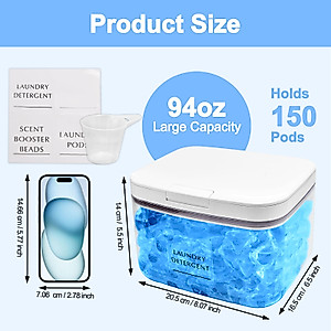 Geora Laundry Pods Container, 94oz / 5.8lb One-Click Pop-Up Design Laundry Detergent Container, Laundry Detergent Organizer with Scoop and Labels,For Laundry Room Organization And Storage