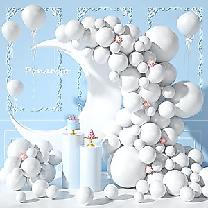 Ponamfo White Party Latex Balloons - 100Pcs 18"+12"+10"+5" Ballons Balloon Arch Kit as Birthday Party Balloons Gender Reveal Balloons Baby Shower Balloons Wedding Anniversary Bridal Shower Party