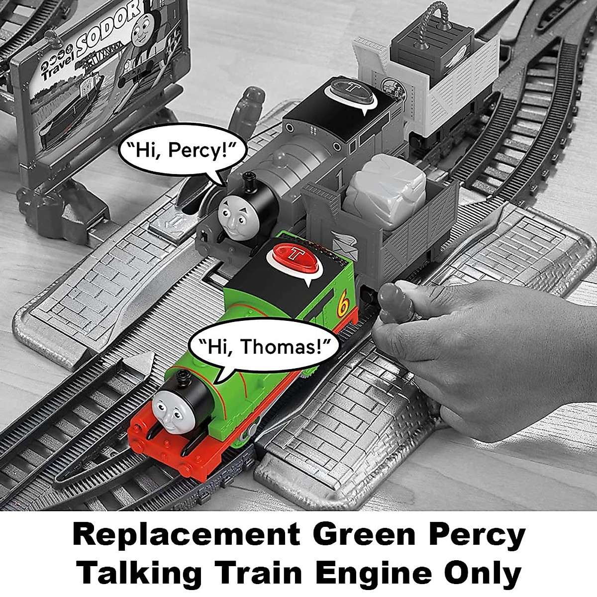 Thomas and Friend Replacement Part for Thomas and Friends Playset Talking Thomas and Percy Train Set - GLK80 ~ Replacement Green Percy Talking Train Engine, Green, Red, Black, White