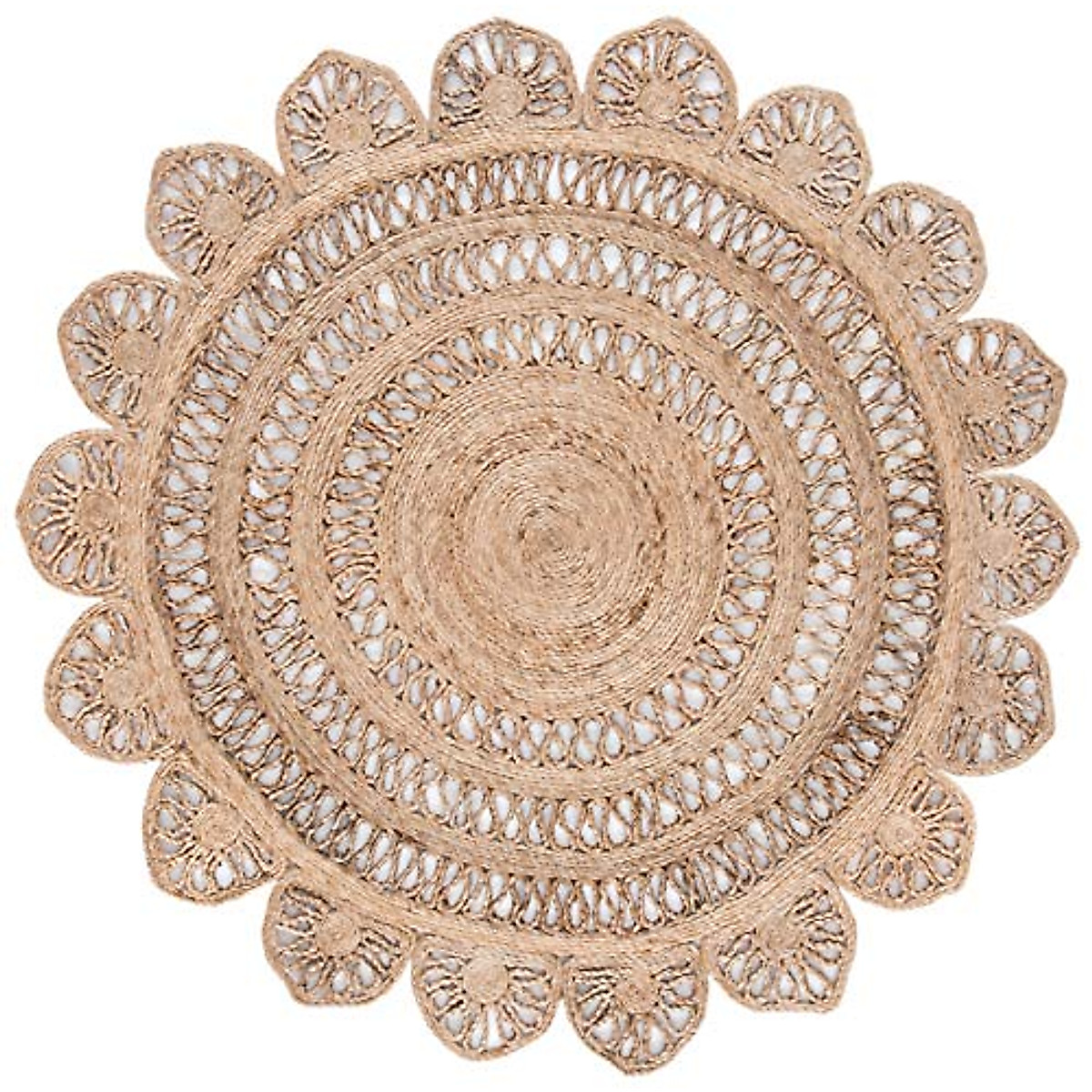 SAFAVIEH Natural Fiber Round Collection 6' Round Natural NFB253A Handmade Boho Country Charm Jute Area Rug