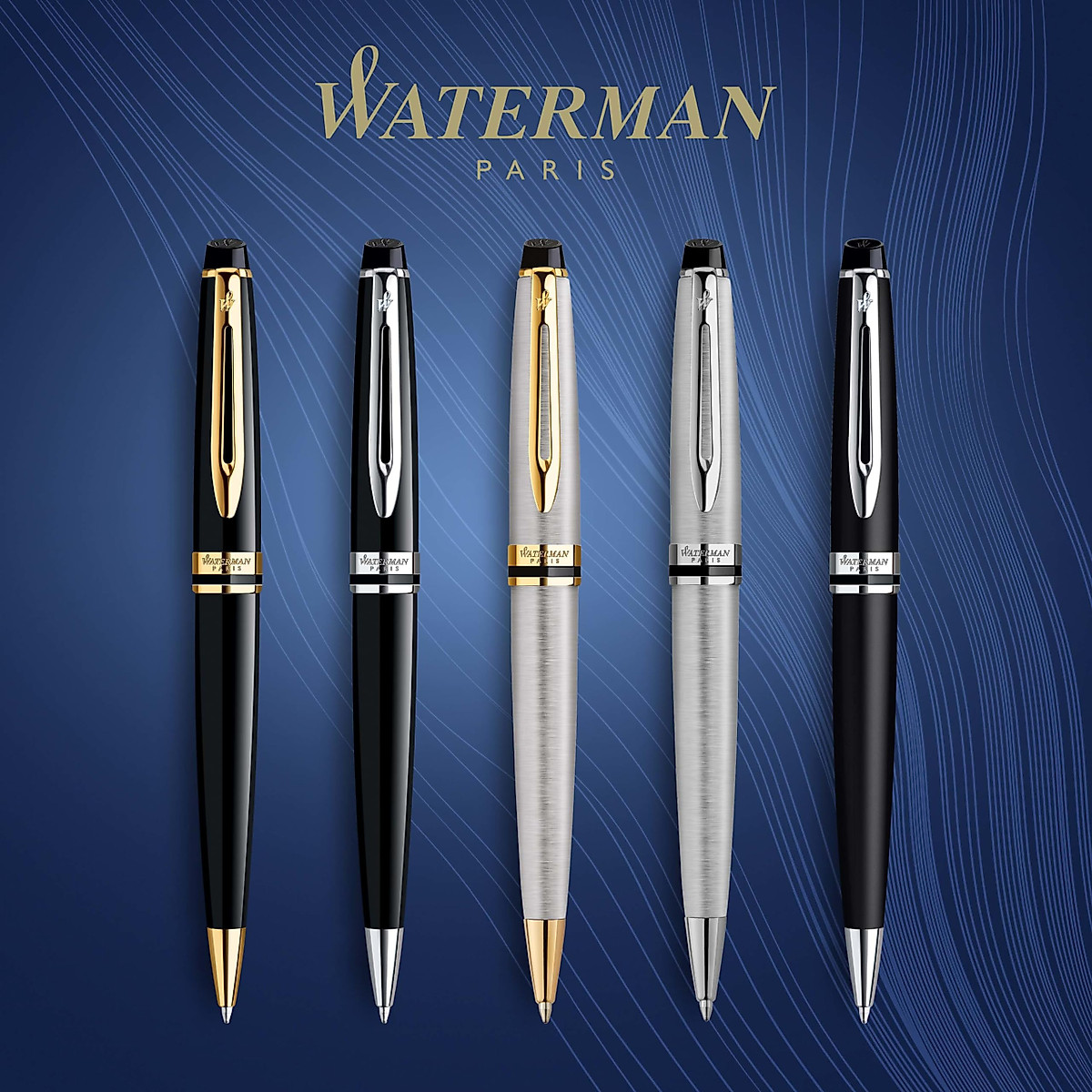 Waterman Expert Black Ballpoint Pen CT, Medium Point, Blue Ink