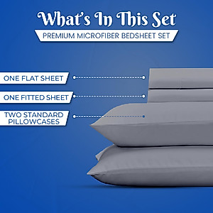 Infinitee Xclusives Premium Grey Queen Sheets Set - 4 Piece Bed Sheets - Soft Brushed Microfiber Fabric - 16 Inches Deep Pockets Sheets Wrinkle Free & Fade Resistant
