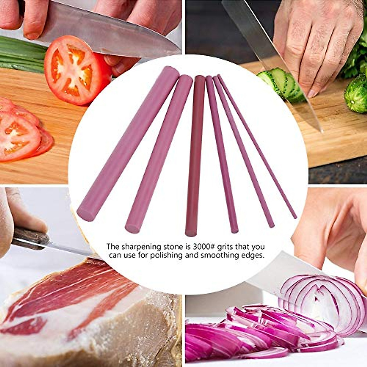 6pcs 3000 Grits Ruby Sharpening Stone Cylindrical Whetstone Sharpener Professional Knife Polishing Grinding Tool, 2~10mm