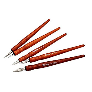 Hillento Comic Dip Pen Set, 5 Wooden Pen Handler Artist Cartoon Pen Set Calligraphy Dip Pens with 5 Nibs - Great for Manga/Comic/Calligraphy/Word Art/Pen-and-Ink Drawing