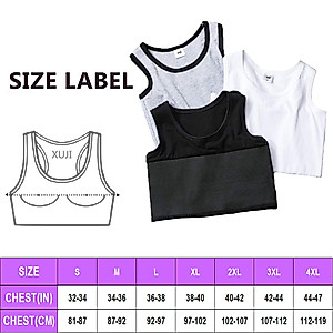 XUJI Women Tomboy FTM Transgender Trans Elastic Band Colors Chest Binder Tank Top (Black, S)