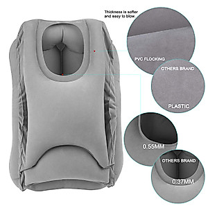 HOMCA Travel Pillow, Portable Head Neck Rest Inflatable Pillow from, Design for Airplanes, Cars, Buses, Trains, Office Napping, Camping - Includes Free Eye mask