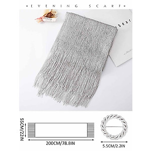 EASEDAILY Women's Shawls and Wraps for Evening Dresses Sparkling Wedding Scarf Fringe Bridal Capelet for Bride and Bridesmaid