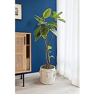 Mkono Woven Storage Basket Decorative Natural Rope Basket and Cotton Rope Basket Boho Cute Decor and Organizer for Nursery, Baby Toys, Blanket