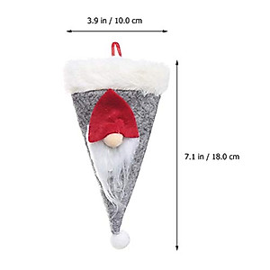Hemoton 6Pcs Christmas Silverware Holders Pocket Santa Hat Gnome Elf Cutlery Knives Forks Tableware Storage Bag Covers for Xmas Holiday Table Decoration Red Grey