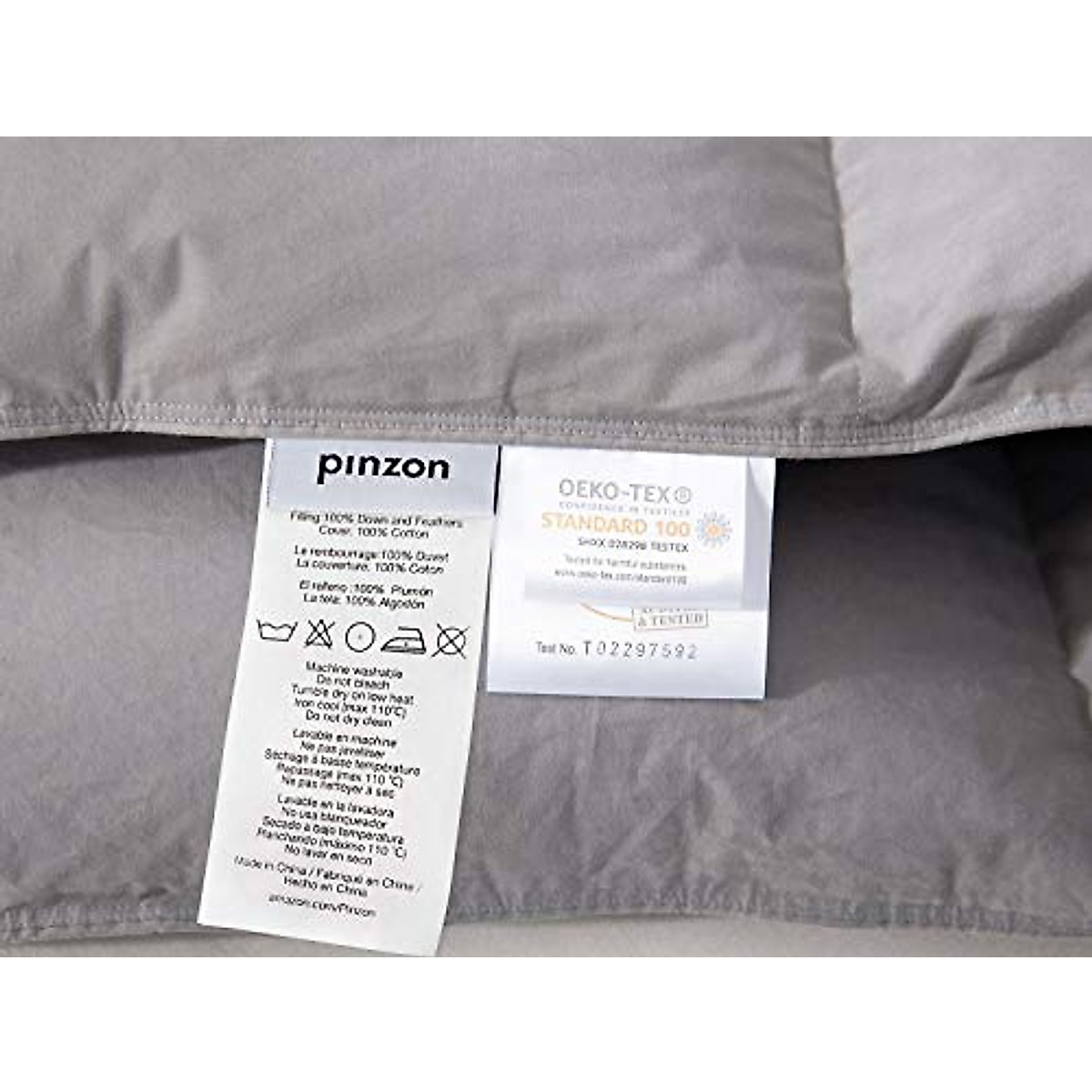 Amazon Brand - Pinzon All-Season Ultra Soft Down Comforter Duvet Insert, 100% Cotton, Medium Warmth For All Season- Grey, King