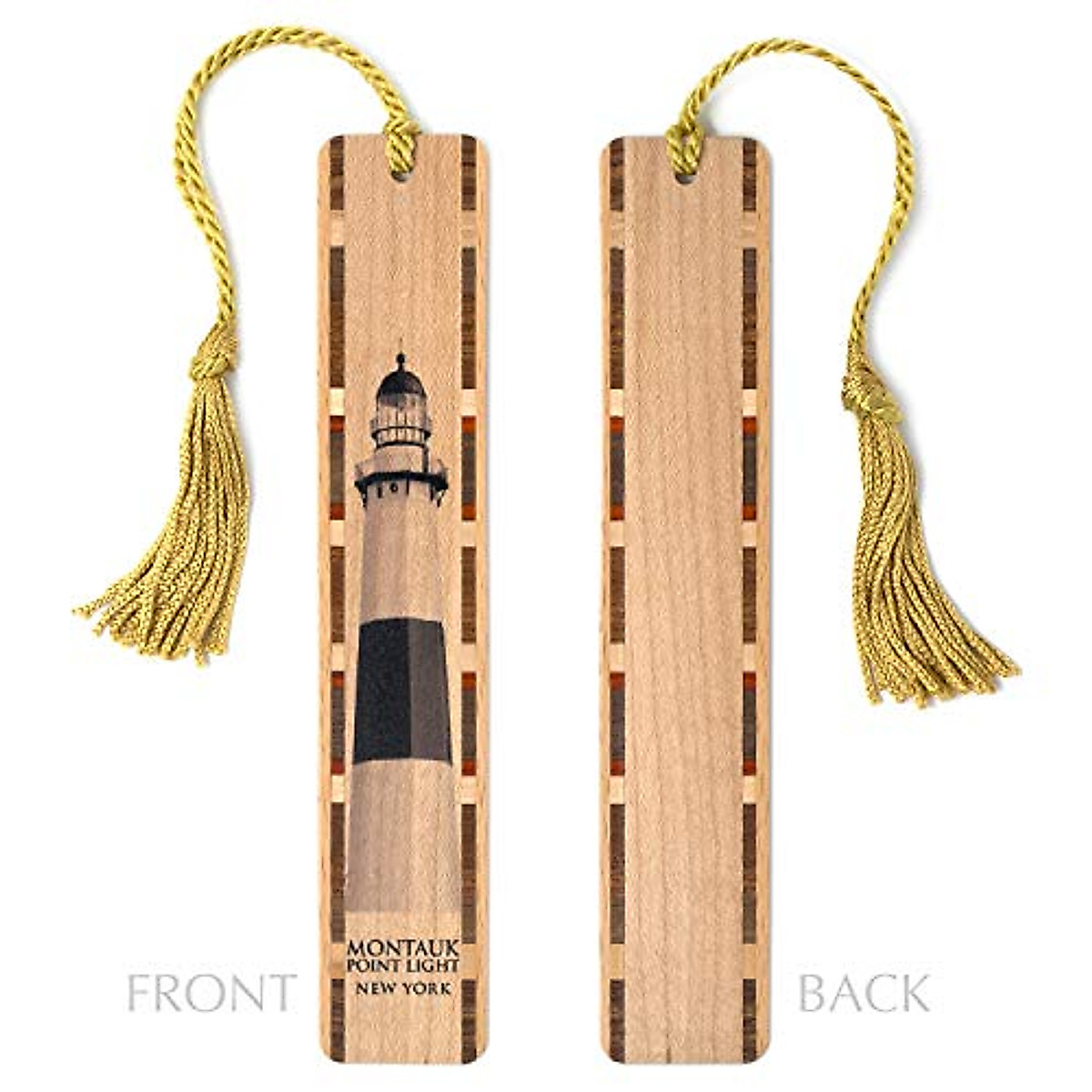 Lighthouse Montauk Point Handmade Wooden Bookmark with Tassel - Made in USA - Also Available Personalized