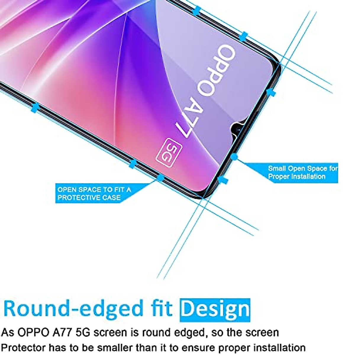 NEW'C [3 Pack] Designed for OPPO A77 5G, OPPO A57 4G, A57s Screen Protector Tempered Glass, Case Friendly Ultra Resistant