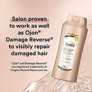 Suave Damage Repair Shampoo and Conditioner, For Dry+Damaged Hair, Salon Proven Quality Coconut Oil Infusion, 28 oz Each