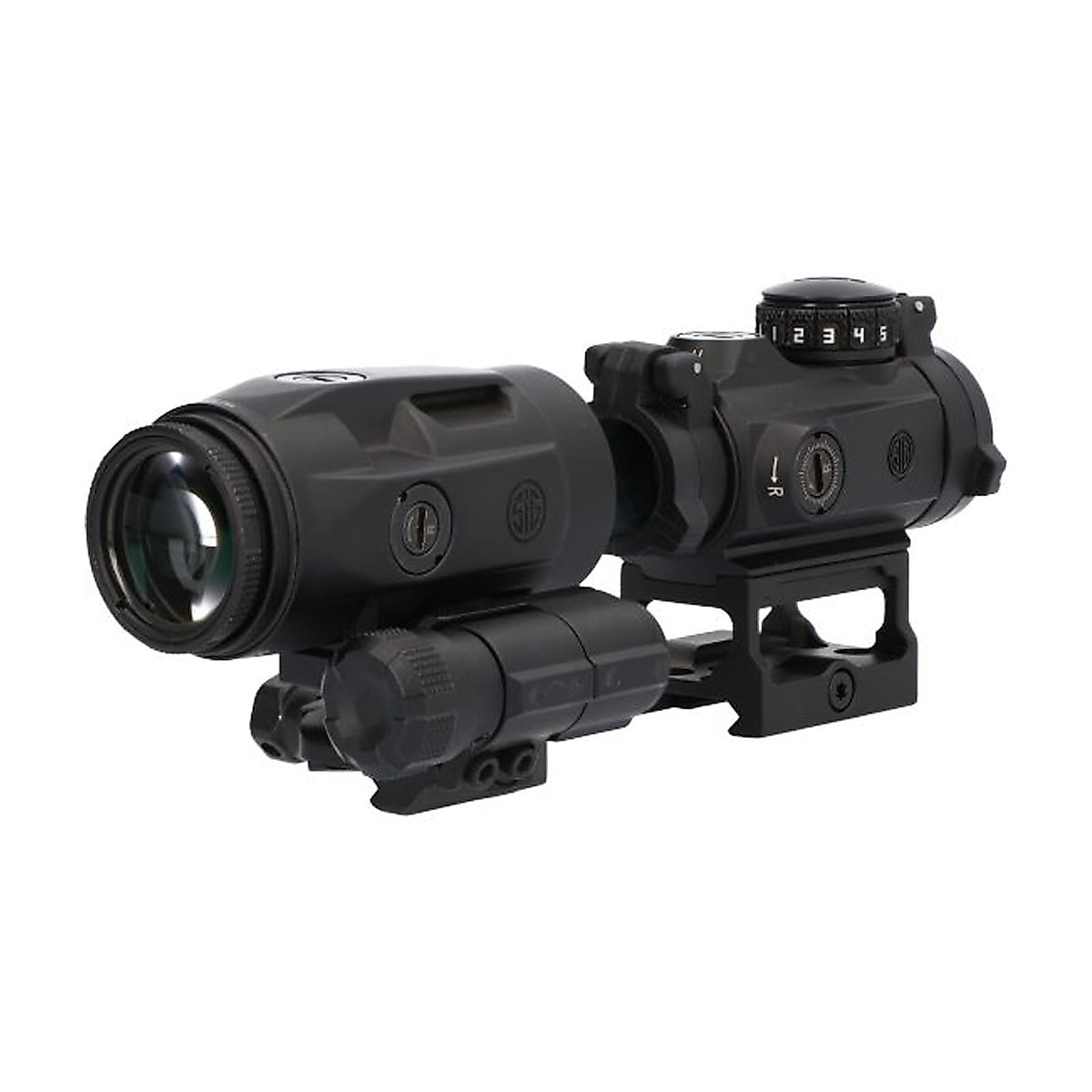 Sig Sauer Romeo-MSR Black Compact Red Dot Sight and Juliet3 Micro Ultra-Compact Lightweight Waterproof Magnifier Combo Kit (SORJ72001)