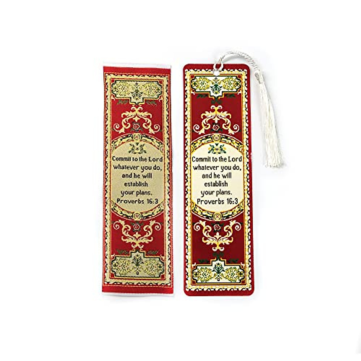 Fabric Bible Bookmark with Bonus Tassel Bookmark - Proverbs 16:3: Commit to The Lord Bible Book Markers - Christian Bookmarks for Women & Men - Religious Bookmarks - Christian Gifts for Women