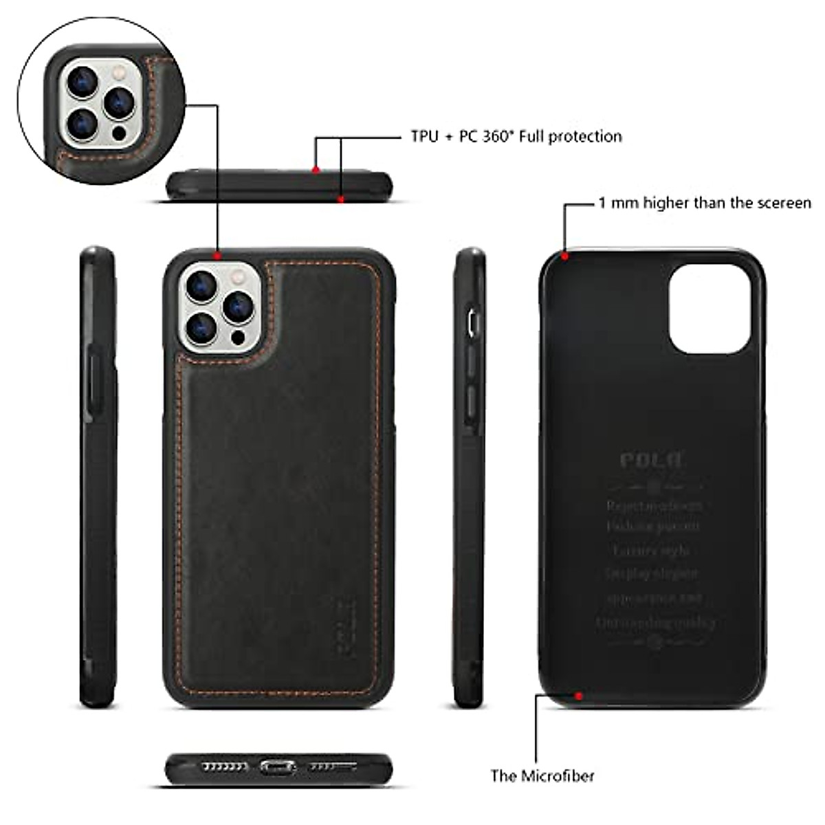 nincyee Multifunction Wallet Case for iPhone 11,Large Capacity Leather Zipper Clutch Bag Case with Shoulder Strap Black