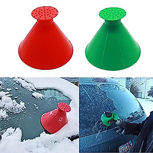 Zqilin 4 Magical ice scrapers - Round Windshield ice Wiper, Funnel Snow Remover, 2Pcs snowless Scraper with Ergonomic Handle, 6 Pieces in Total.