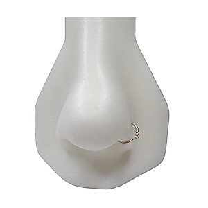 CZ Nose Ring 20 gauge 8 mm 5/16 inch with 2 mm Round CZ, Simulated Diamond Nose Hoop, Bezel Set Cubic Zirconia Nose Jewelry (14k Solid Gold)