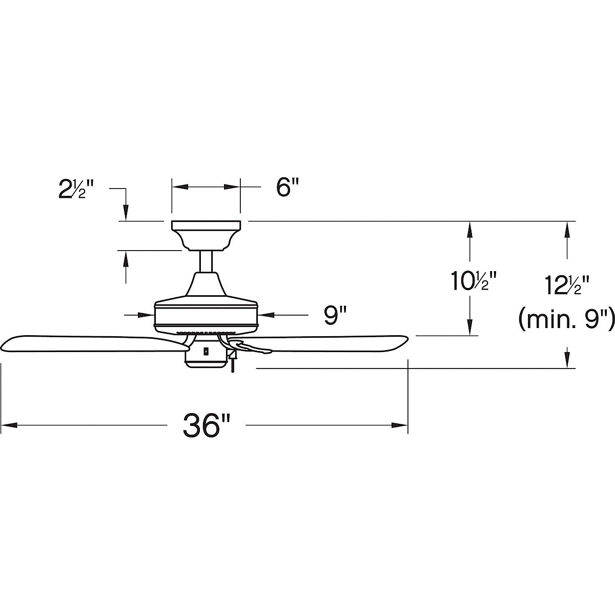 Hinkley Cabana 36" Small Outdoor Ceiling Fan No Light - Wet Rated Outdoor Ceiling Fans for Patios - Low Profile Ceiling Fan Without Light, Appliance White