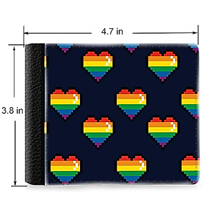 Unique Desige Pattern - LGBT Gay Pride Rainbow Pixel Hearts, Slim Front Pocket Wallet Billfold RFID Blocking